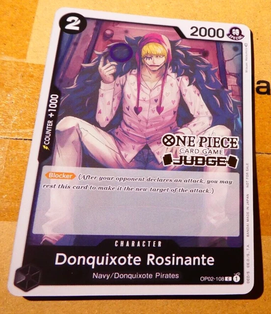 ONE PIECE ENGLISH Card Rare Judge Game Carte Promo Holo Rosinante Op02 ...