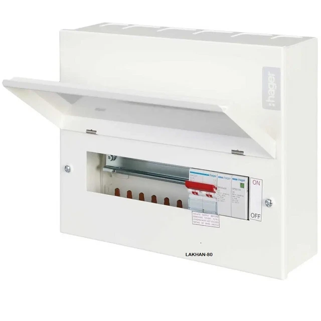 HAGER 8 WAY Metal Clad Consumer Unit c/w 100A Main Switch + SPD £68.32 ...