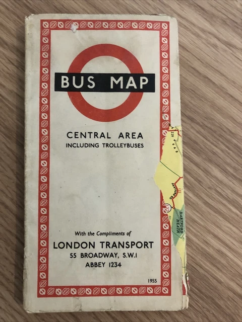 LONDON TRANSPORT - Bus & Trollleybus Map 1955 Central Area £13.50 ...