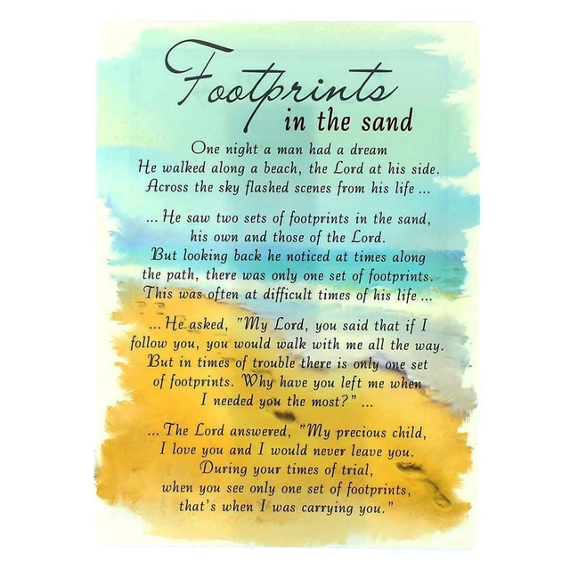 IN LOVING MEMORY Open Graveside Memorial Card - Footprints in the Sand ...