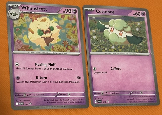 COTTONEE MEP 018 And Whimsicott Mep 019 Phantasmal Flames Black Star ...