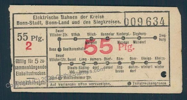 GERMANY BONN MAP Strassenbahn Local Railway Train Ticket 50760 EUR 20 ...