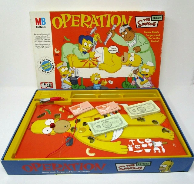 MB HASBRO THE Simpsons Edition Operation Board Game 2005 Family NO ...