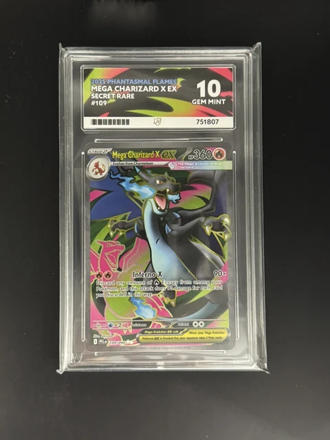 MEGA CHARIZARD X Ex, 109/094 - Phantasmal Flames - ACE 10 Perfect ...