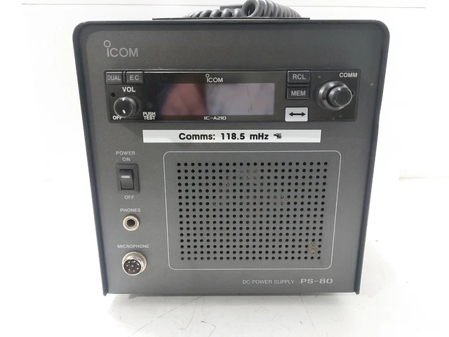 ICOM IC-A210 / PS-80 DC Power Supply VHF AM Transceiver Radio C/W PSU ...