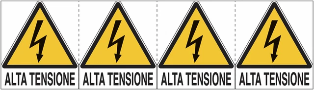 KIT DA 6 ADESIVI - Alta tensione SIMBOLO+SCRITT - Pittogramma ISO 7010 ...