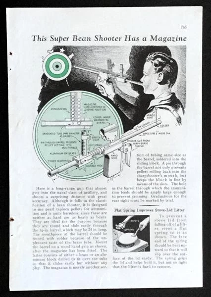 BEAN/PEA SHOOTER W/MAGAZINE 1934 HowTo build PLANS pellets Target Gun ...