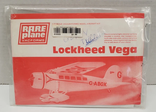 RARE PLANE LOCKHEED Vega Vacuform Model Aircraft Kit 1:72 Scale ...