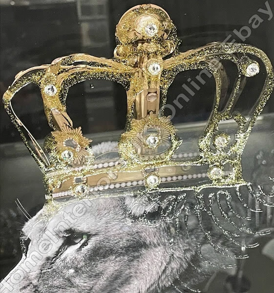 ROYAL LIONESS QUEEN gold crown, liquid art, crystals & mirror frame ...