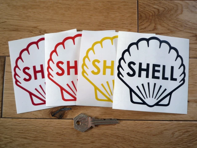 SHELL CLASSIC LOGO Cut Vinyl Outline Petrol Pump STICKER 4" Race Racing ...