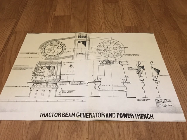 STAR WARS REPRO 1976 Death Star TRACTOR BEAM GENERATOR BLUEPRINT PLAN ...