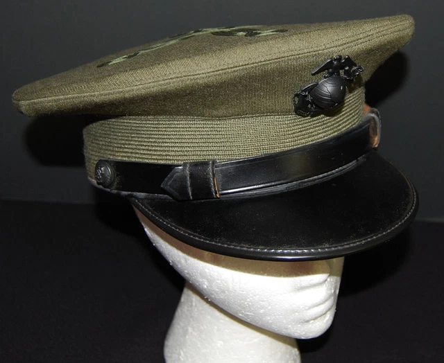 WWII-KOREAN WAR US Marine Corps USMC Green Officer Visor Hat w/P1937 ...