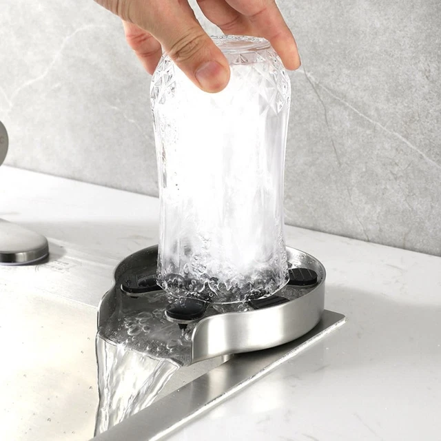 CLEANER AUTOMATIC CUP Washer Sink Glass Rinser Flushing Device Bottle ...