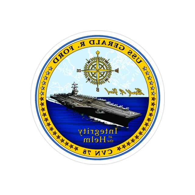 USS GERALD R Ford CVN 78 (U.S. Navy) REVERSE PRINT Transparent STICKER ...