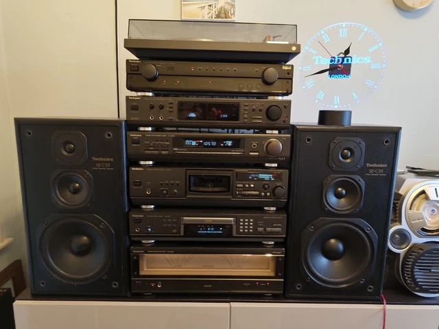 TECHNICS HIFI STACK complete cd tape turntable pre amp eq sh-ge90 140w ...