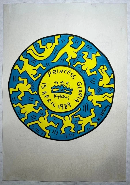 KEITH HARING DISEGNO su carta, COA con timbri, pezzo unico. No Mario ...