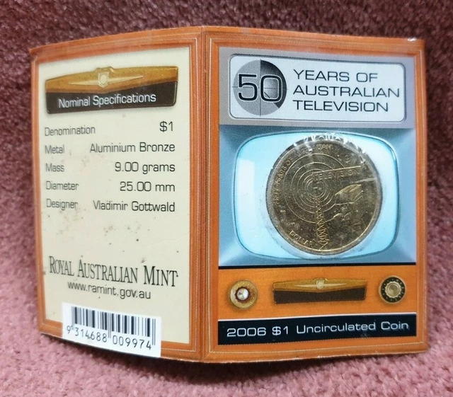 ROYAL AUSTRALIAN MINT 50 Years Of Australian Television $1 Uncirculated ...