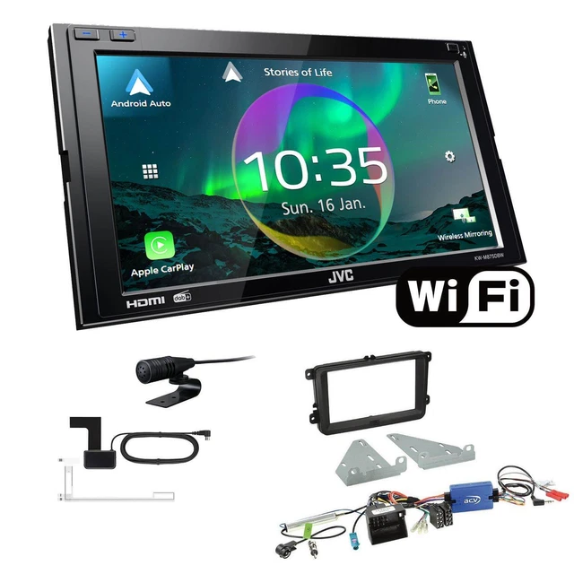 AUTORADIO JVC WIFI Apple CarPlay Android auto per Volkswagen VW CC ...