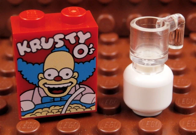 LEGO MILK N' Cereal SET ~ Minifig Milk w/ Simpsons Krusty O's Cereal ...