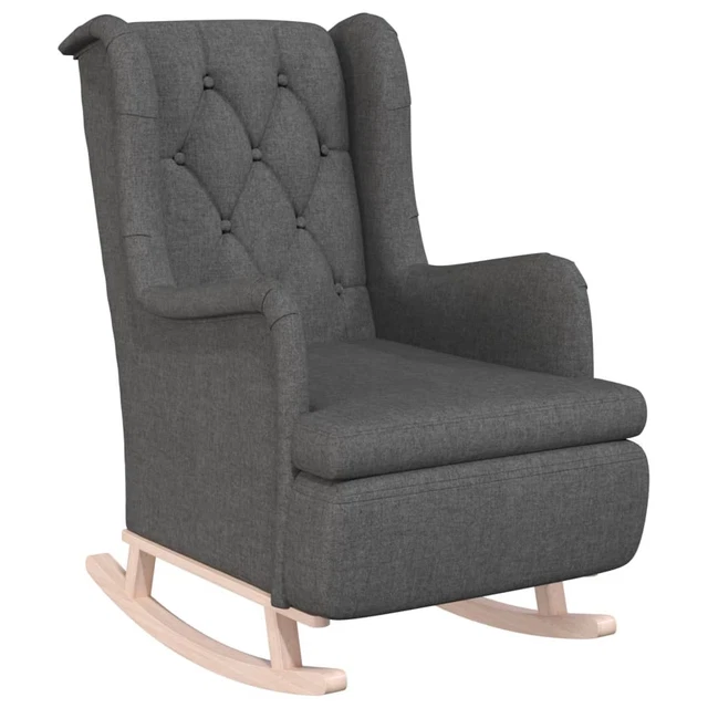 ARMCHAIR WITH SOLID Rubber Wood Rocking Legs Dark Grey Fabric $318.54 ...