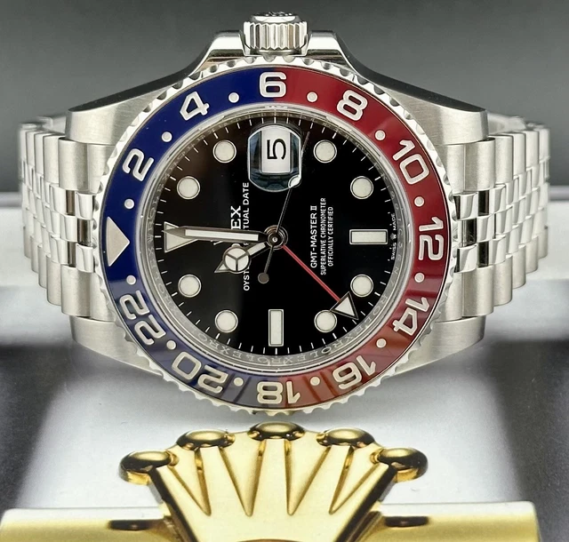ROLEX HOMMES 40MM Gmt Masterii Pepsi Bleu/Rouge Cadran Acier Noir ...