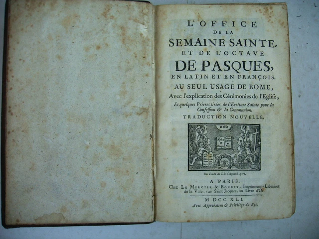 OFFICE SEMAINE SAINTE OCTAVE PAQUES pasques latin français 1741 EUR 100 ...