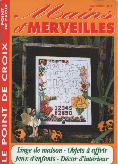 MAGAZINE : MAINS et Merveilles. Le Point de Croix No 7 / 1998. Linge de ...