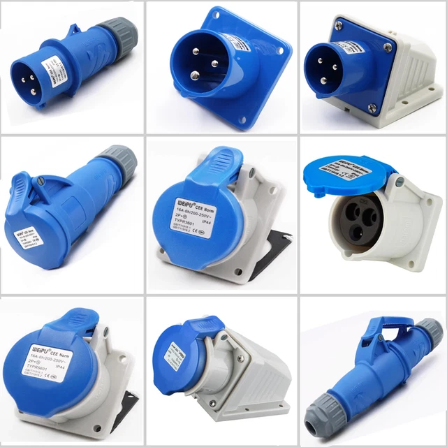 16A 3 PIN Red Industrial Plugs & Sockets 3 Phase 3P+N+E Ip44 Male ...