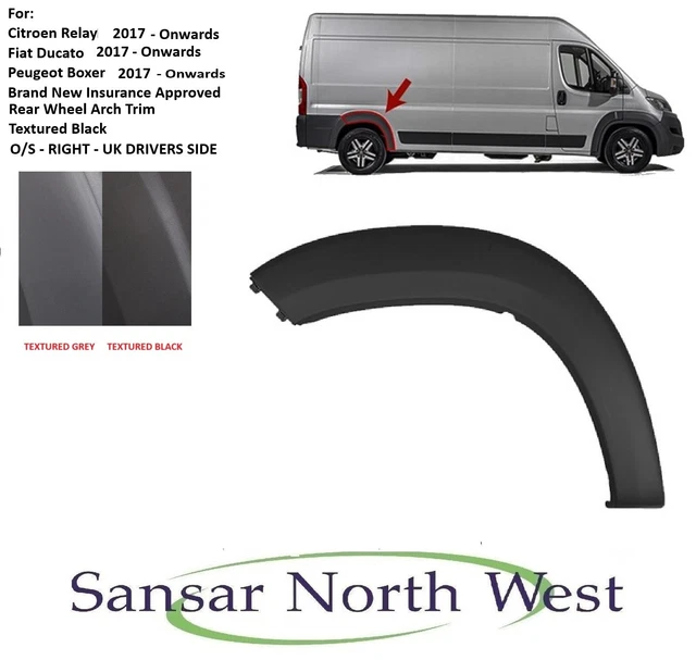 FIAT DUCATO DRIVERS Side Rear Wheel Arch Trim Moulding Black Textured ...