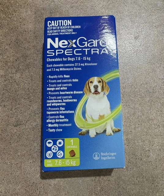 NEXGARD SPECTRA DOGS Chewables Tick & Flea Treatment 7.6-15kg 1 Pack ...