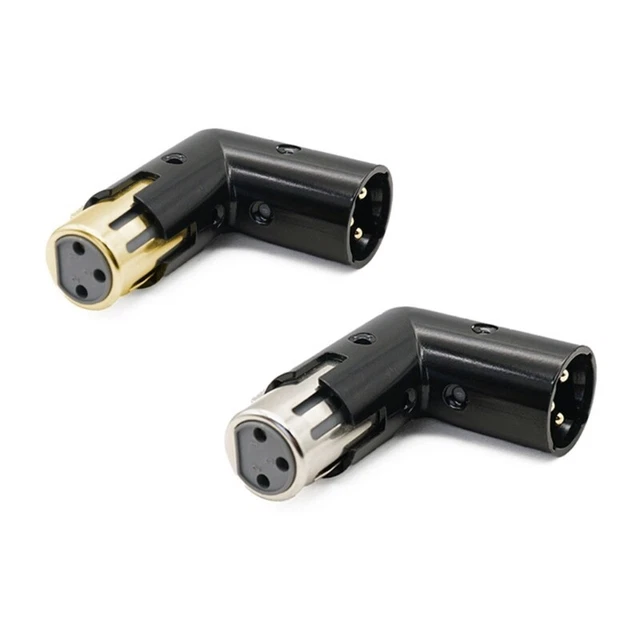 METAL 3PIN MALE to Female Angled Auditory Connector Adapter for Stage £ ...