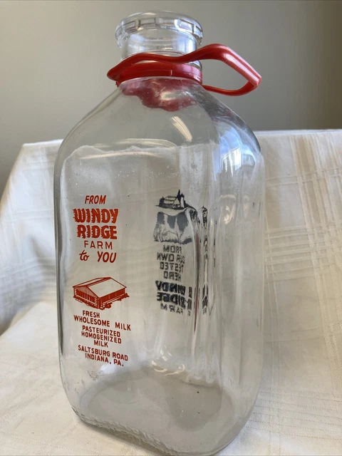 VINTAGE HALF GALLON Milk Bottle Windy Ridge Farm Dairy Indiana ...