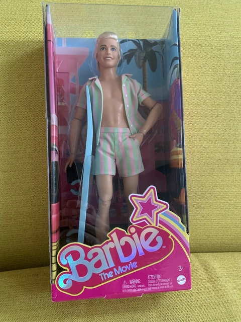 BARBIE THE MOVIE Ken Doll Wearing Pastel Pink and Green Striped Beach ...