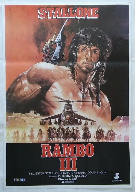 RAMBO III 1988 Sylvester Stallone Vintage Movie Poster EUR 18,59 ...