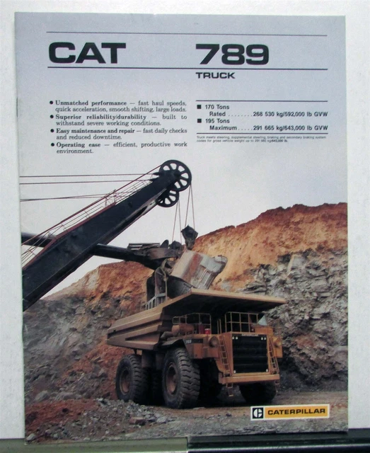 1988 CAT 789C Truck Construction Specifications Sales Brochure £16.97 ...