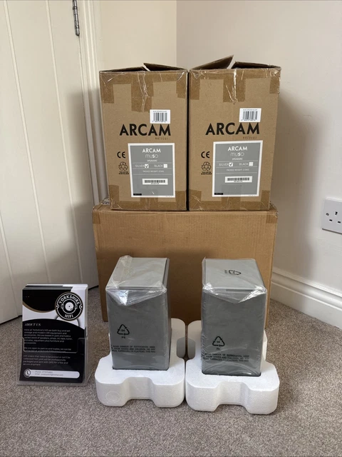 ARCAM SOLO MUSO Loudspeaker Boxed PAIR stereo Surround Sound Silver ...
