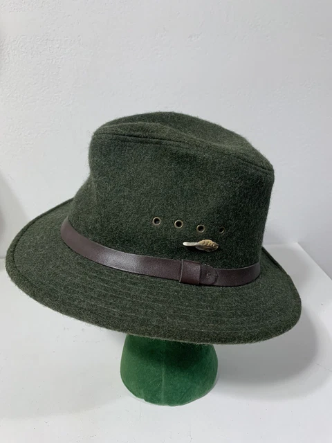 VINTAGE FILSON MACKINAW 100% Virgin Wool Packer Hat Fedora Forest Green ...