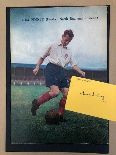 SIGNED CARD AND Unsigned picture of Tom Finney the Preston North End ...