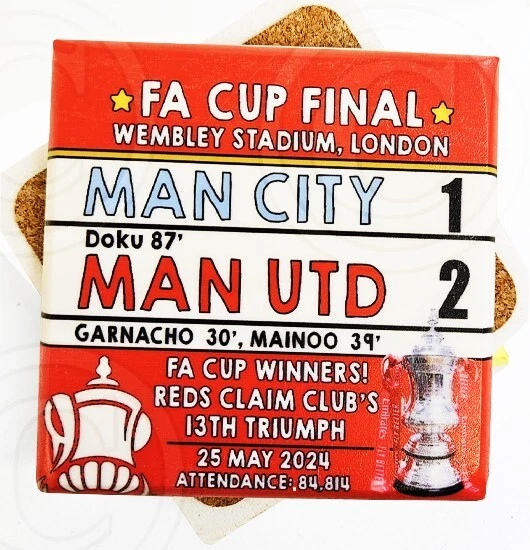 FA CUP FINAL 2024, Man City 1 v 2 Man Utd, Manchester Derby, Marble ...