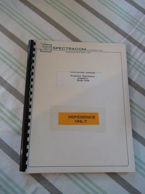 DA COLLEZIONE RARO SPECTRACOM 8140 Frequenza Dist Manuale 1989 &bibli ...