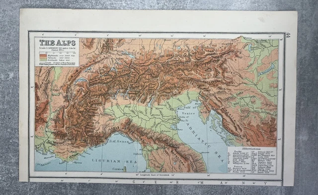 THE ALPS - 1935 - Coloured Paper Map by The London Geographical ...