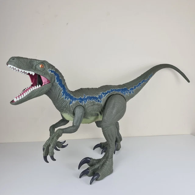 MATTEL JURASSIC WORLD Super Colossal Velociraptor Blue Large Dinosaur ...