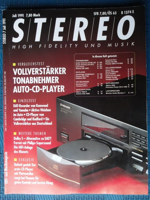 STEREO 7/91, YAMAHA Dtr 2,Alpine 3656,Precision Dcx/Rcm 1000,Pioneer ...