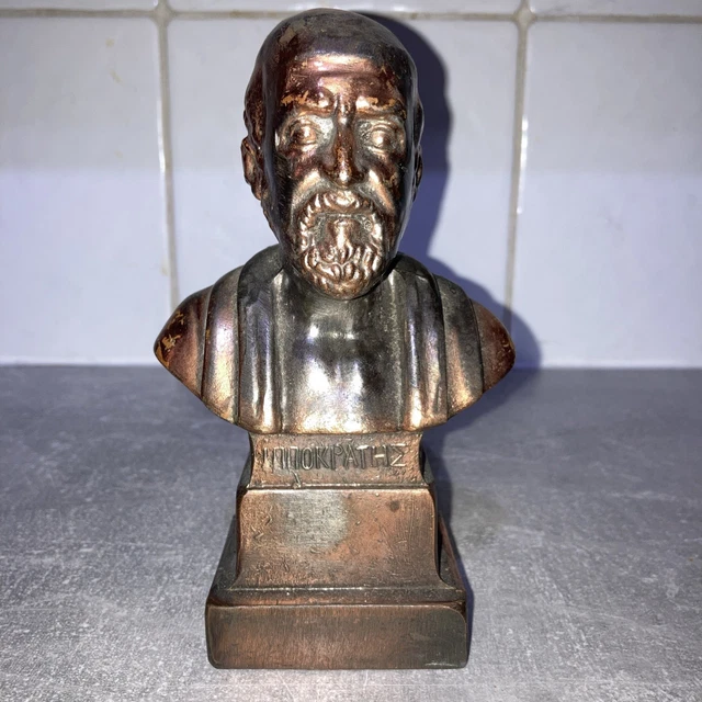ANTIQUE XEM HIPPOCRATES Ippocates Metal Bust Greek Greece Medicine ...