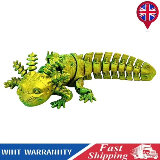 3D PRINTED AXOLOTL Toy Articulated Mechanical Axolotl Figurine (Yellow ...