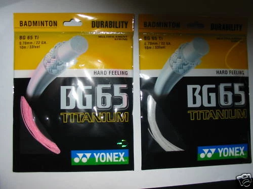 2 PACKETS GENUINE YONEX Badminton String, BG 65 Ti Titanium , Made in ...