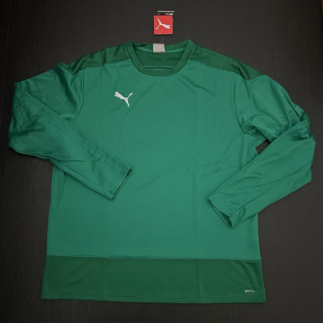 PUMA MENS GREEN Training Top Football Shirt Long Sleeve UK Plus Size ...