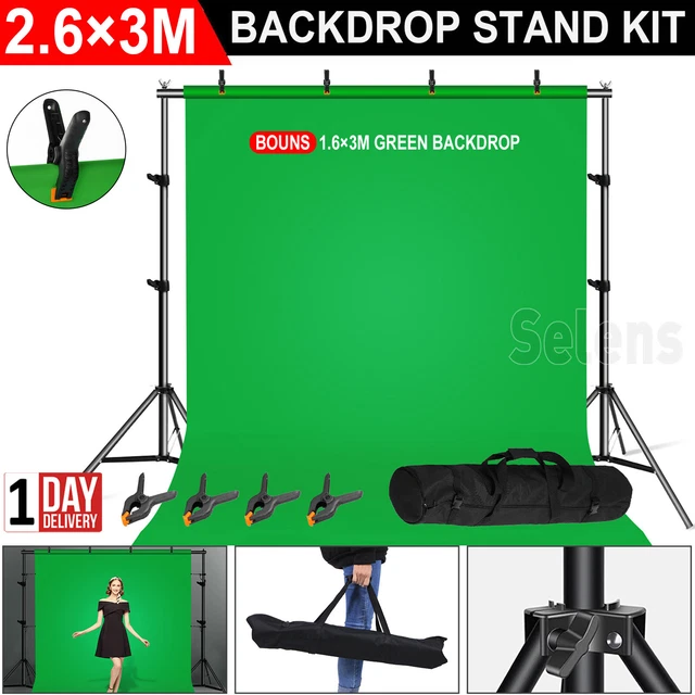 2.6× 3M PHOTOGRAPHY Studio Green Screen Backdrop Background Support ...