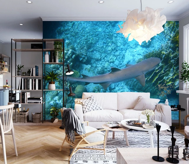 3D LAKE SHARK ZHUA1302 Wallpaper Wall Murals Removable Self-adhesive ...