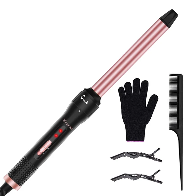 CURLING IRON 1 Inch, Professional Long Barrel Hair Curling Wand with 2 ...